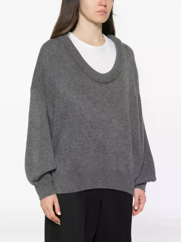 LISA YANG Doria Scoop-neck Long-sleeve Sweater - Grey