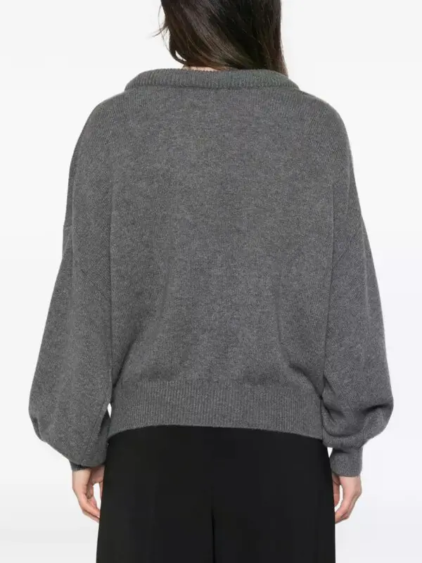 LISA YANG Doria Scoop-neck Long-sleeve Sweater - Grey