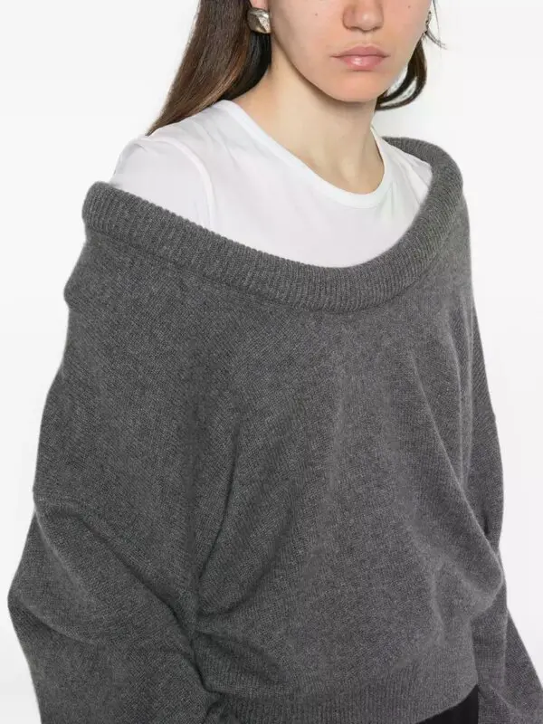 LISA YANG Doria Scoop-neck Long-sleeve Sweater - Grey