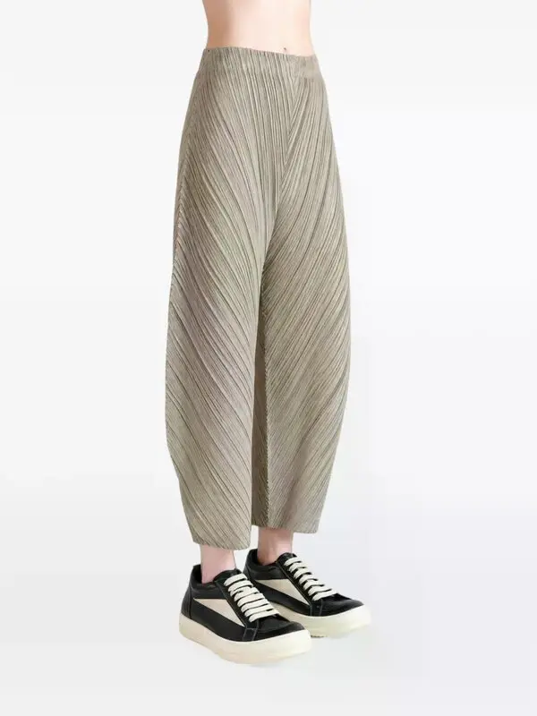 Issey Miyake Sand Beige Pleated Tapered Cropped Trousers