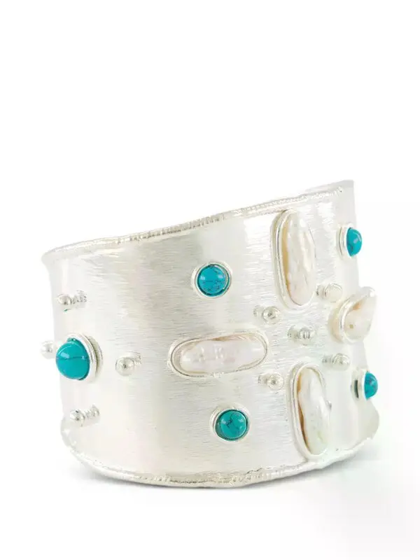 Sylvia Toledano Mojave Pearl And Turquoise Cuff Bracelet