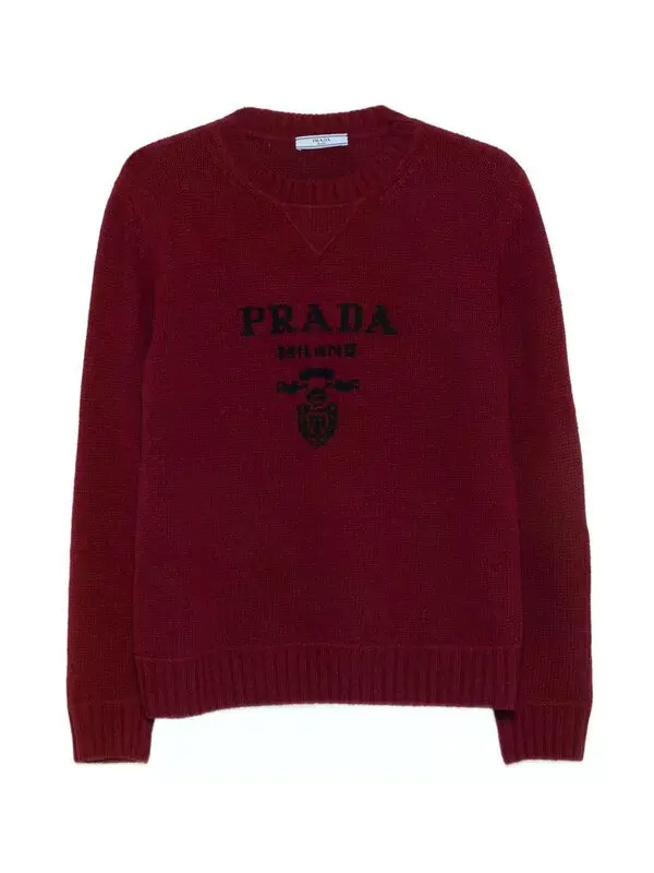 Prada Logo Intarsia Wool And Cashmere Sweater