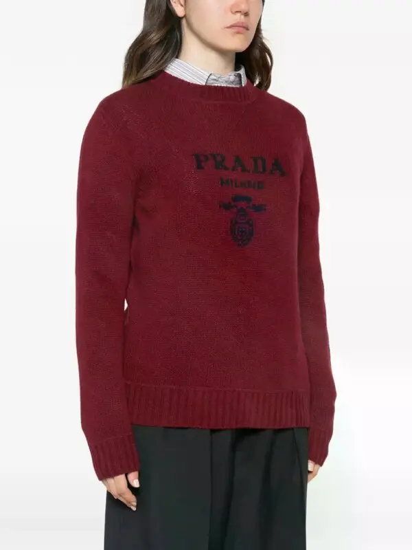 Prada Logo Intarsia Wool And Cashmere Sweater