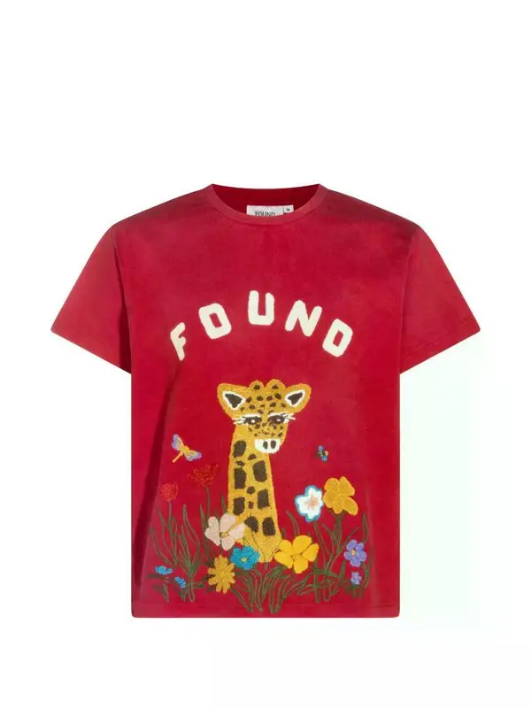 FOUND Giraffe-embroidered Cotton T-shirt