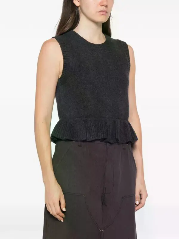 Cecilie Bahnsen Ruffled Knit Vest - Grey