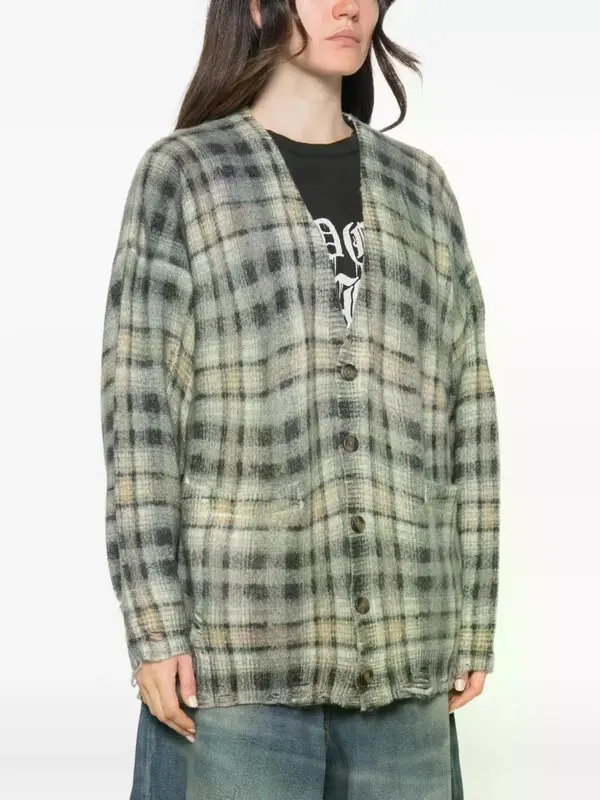 R13 Checked Distressed Cardigan