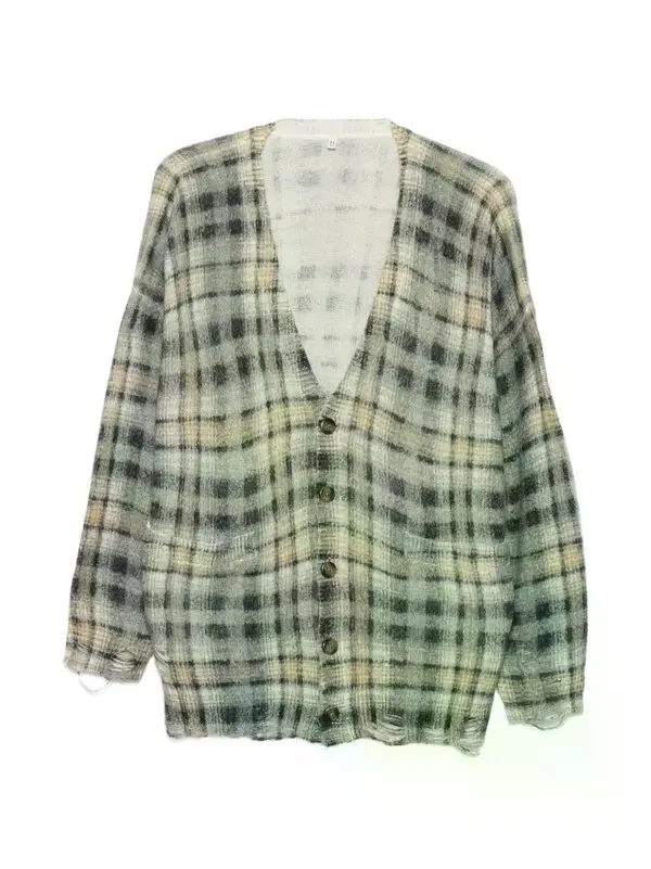 R13 Checked Distressed Cardigan