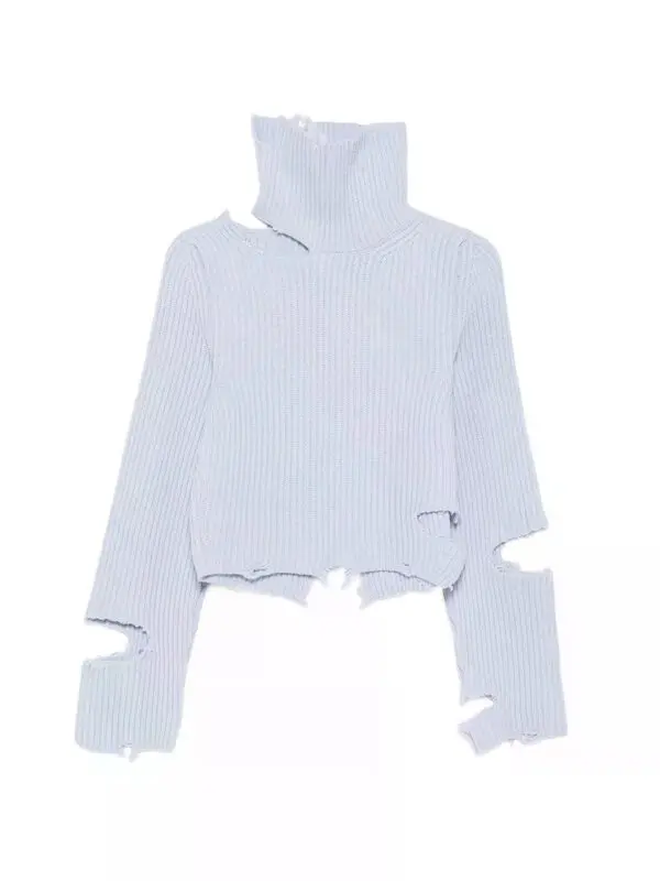 HAIKURE Distressed Ribbed-knit Sweater