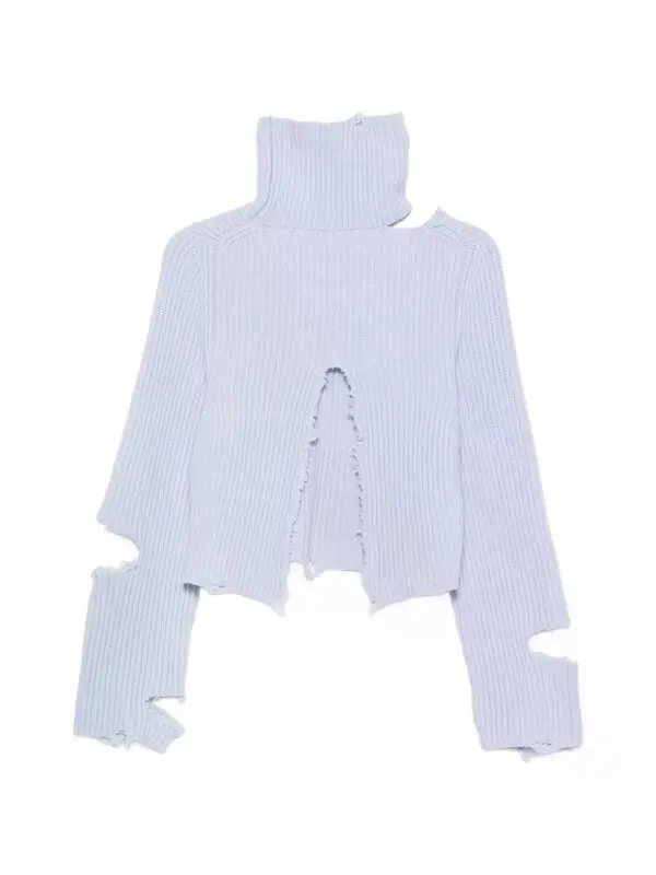 HAIKURE Distressed Ribbed-knit Sweater