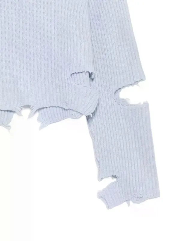 HAIKURE Distressed Ribbed-knit Sweater
