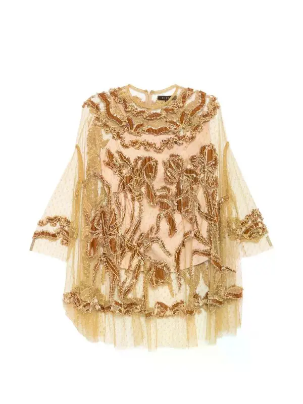 Biyan Embellished Floral Appliqué Top