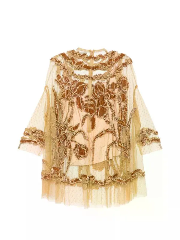 Biyan Embellished Floral Appliqué Top