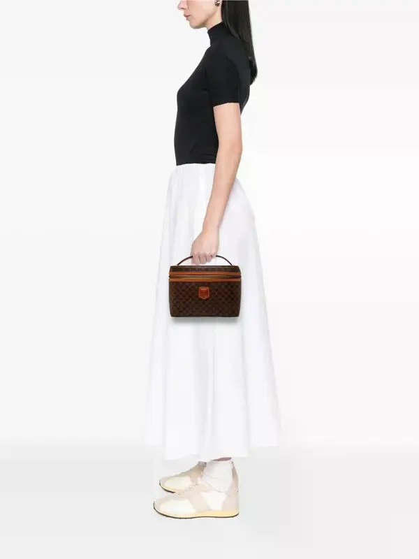 Celine 1996 Macadam Coated Canvas Vanity Bag - Brown