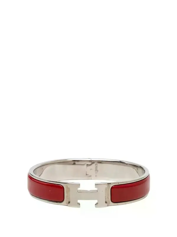 Hermès 2000-2026 Narrow Enamel Clic H Bracelet Pm Costume Earrings - Red