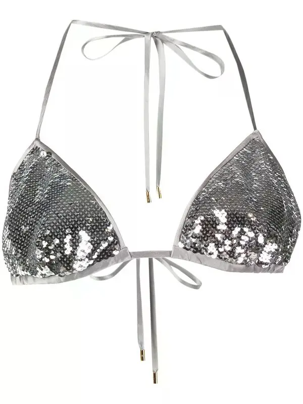 TOM FORD Sequin-embellished Bralette Top - Silver