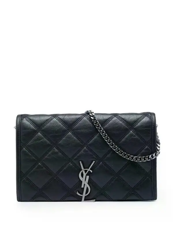 Saint Laurent Quilted Diamond Lambskin Becky Wallet On Chain Crossbody Bag