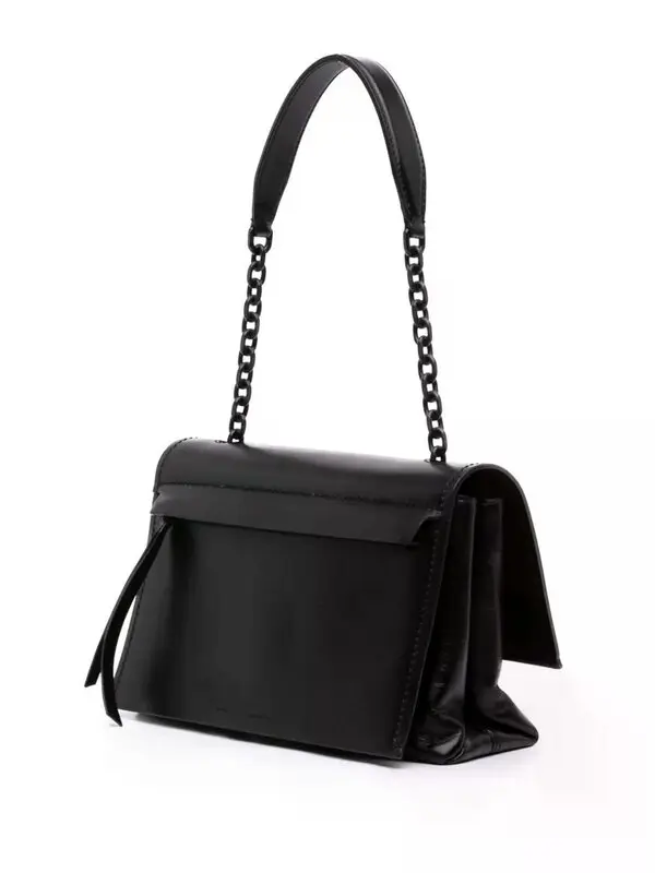 Off-White Embossed Leather Diag Binder Clip Flap Satchel