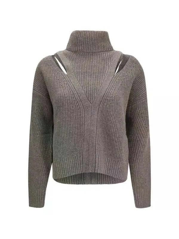 P.a.r.o.s.h Perforated High-neck Sweater - Brown
