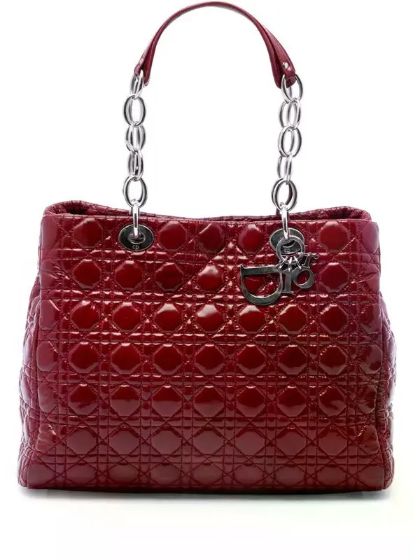 Dior 2011 Large Patent Cannage Lady Soft Shopping Tote Bag - Red