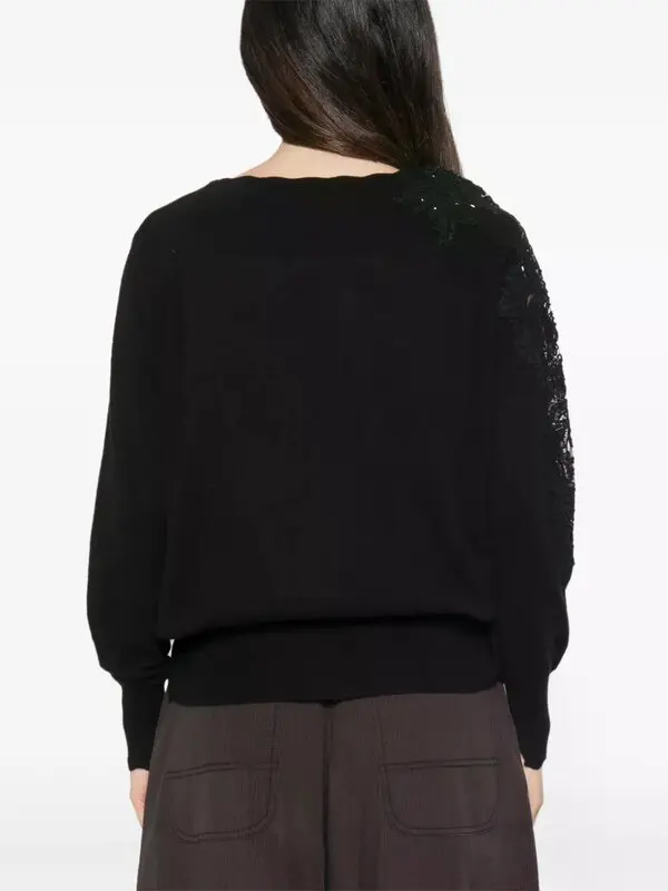 Ermanno Scervino Lace-panel Sequin-embellished Sweater