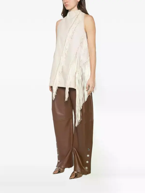Sportmax Fringe-detail Sleeveless Top - Neutrals