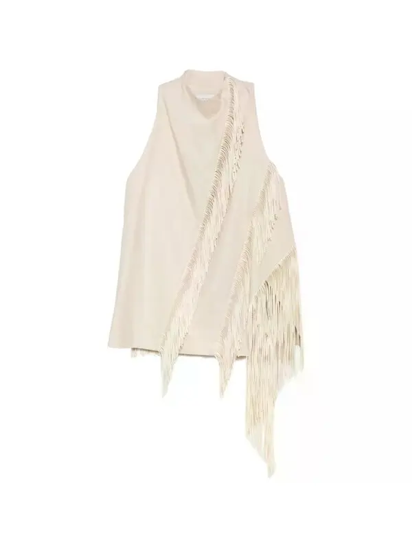 Sportmax Fringe-detail Sleeveless Top - Neutrals