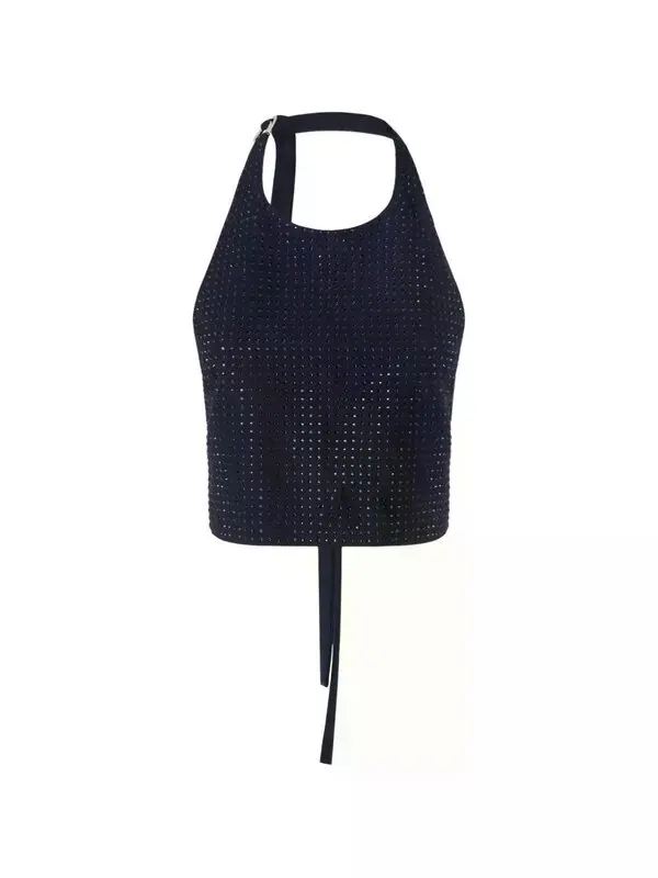 Pinko Embellished Halterneck Cropped Top - Blue