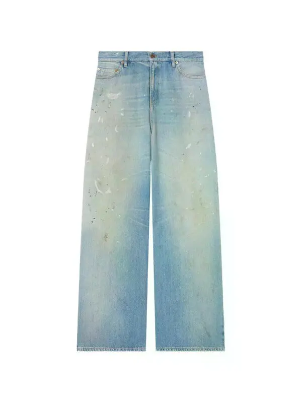 GOLDEN GOOSE Jeans In Light Denim With Golden Embroidered Logo - Blue