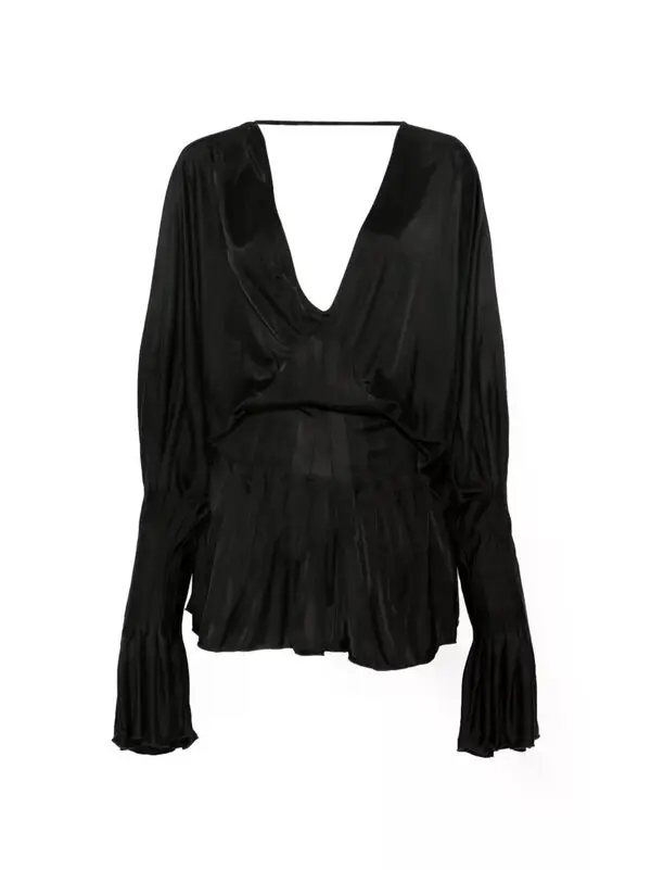 AYA MUSE V-neck Mini Dress With Flared Cuffs And Pleated Skirt