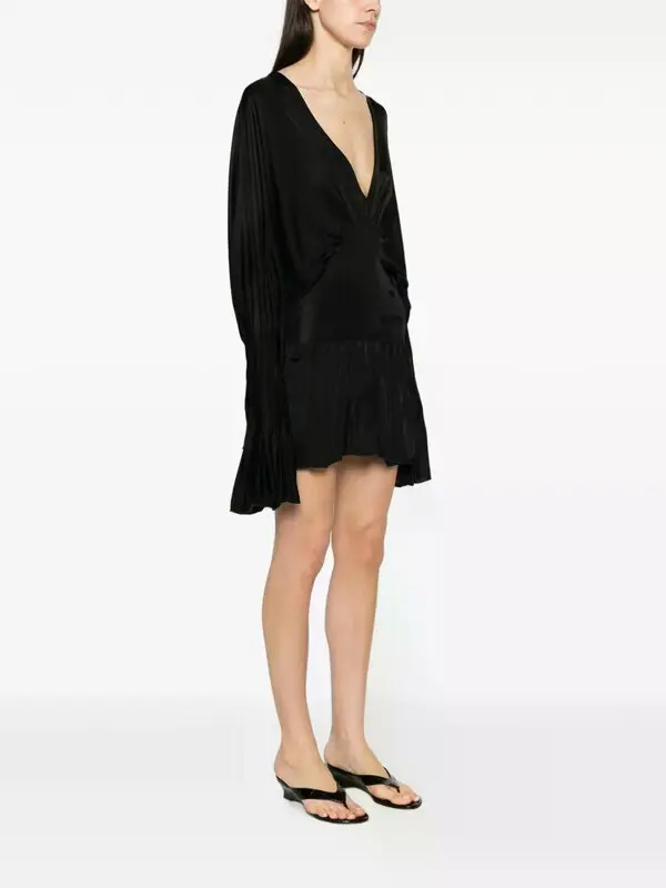 AYA MUSE V-neck Mini Dress With Flared Cuffs And Pleated Skirt