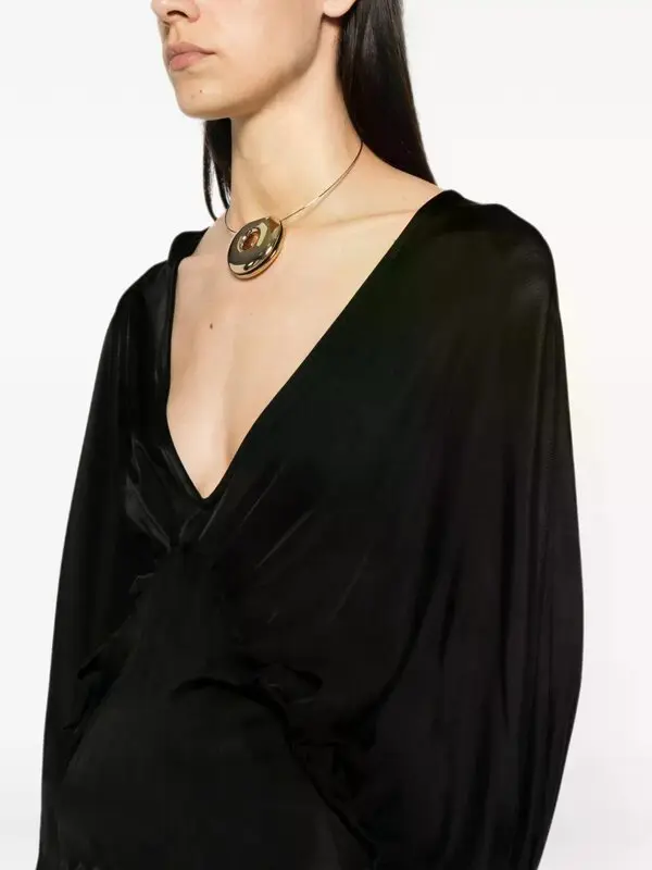 AYA MUSE V-neck Mini Dress With Flared Cuffs And Pleated Skirt