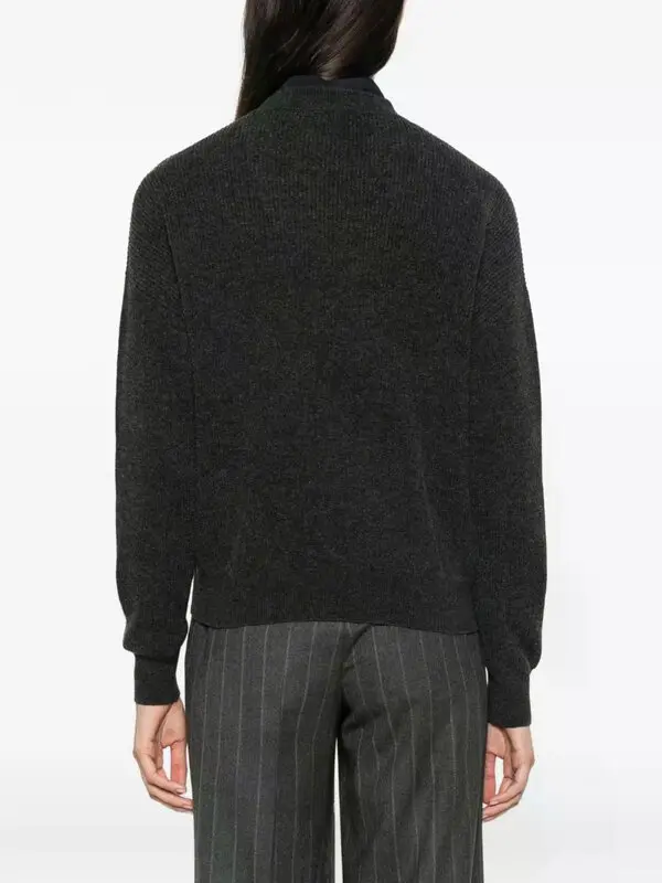 Peserico Ribbed Knit Crew Neck Sweater With Pocket Detail
