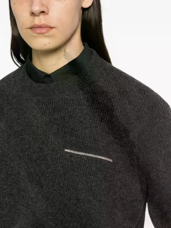 Peserico Ribbed Knit Crew Neck Sweater With Pocket Detail