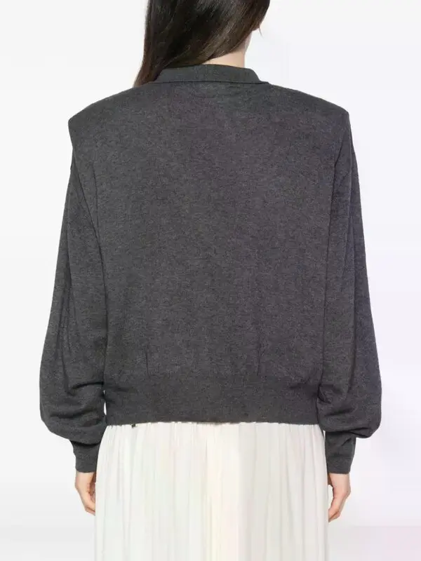 THE FRANKIE SHOP Padded Shoulder Polo Top - Grey