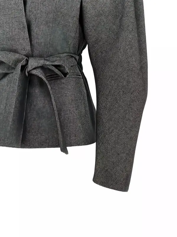 Andamane Belted Puff-sleeve Jacket - Grey