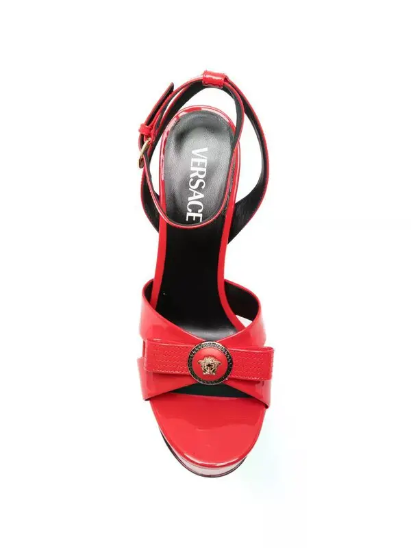 Versace Patent Leather Bow Detail Platform Sandals
