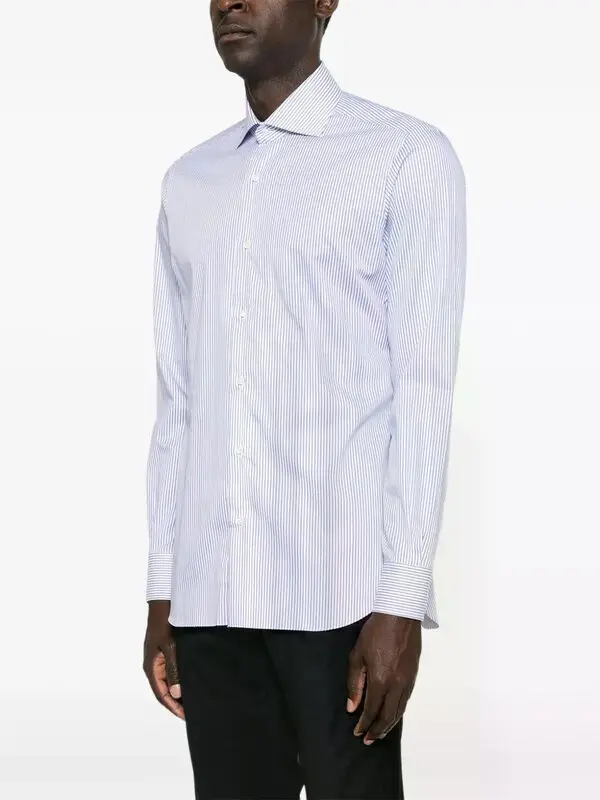BARBA NAPOLI Vertical-stripe Spread-collar Shirt
