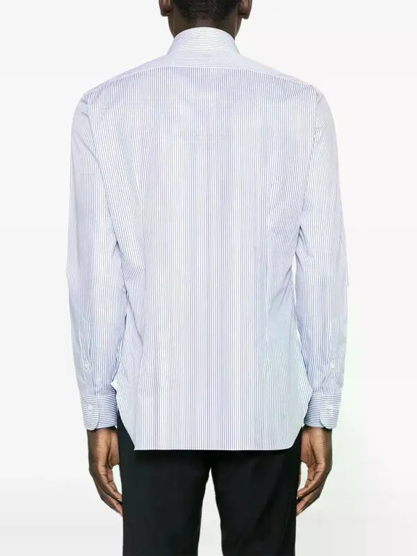BARBA NAPOLI Vertical-stripe Spread-collar Shirt