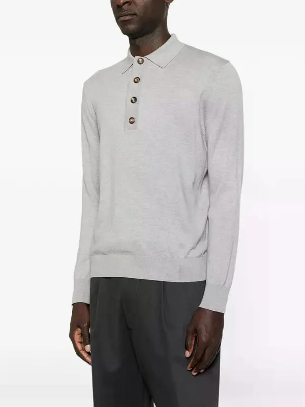 Eleventy Long-sleeve Polo Shirt - Grey