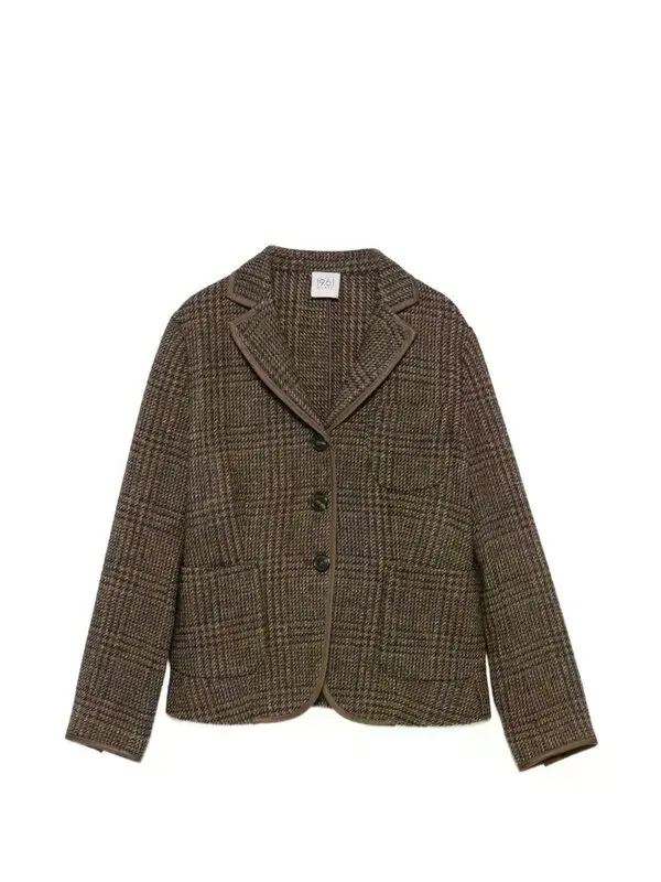19.61 MILANO Melania Check-pattern Piping-detail Jacket