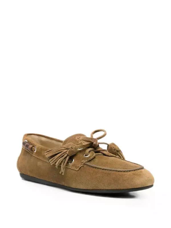 Miu Miu Tassel-detail Beaded Loafers - Brown