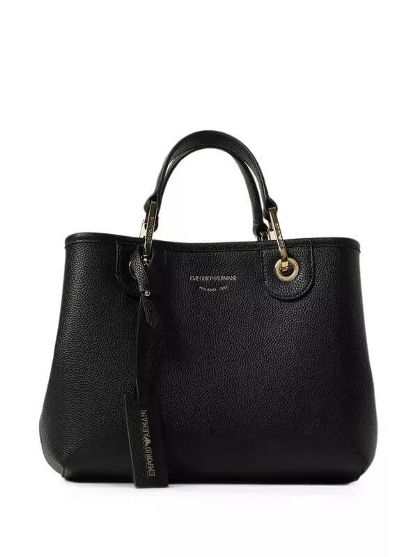 Emporio Armani Logo-print Pebbled Tote Bag - Black