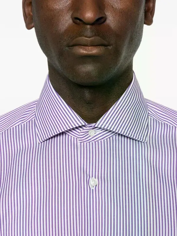 BARBA NAPOLI Striped-print Spread-collar Shirt