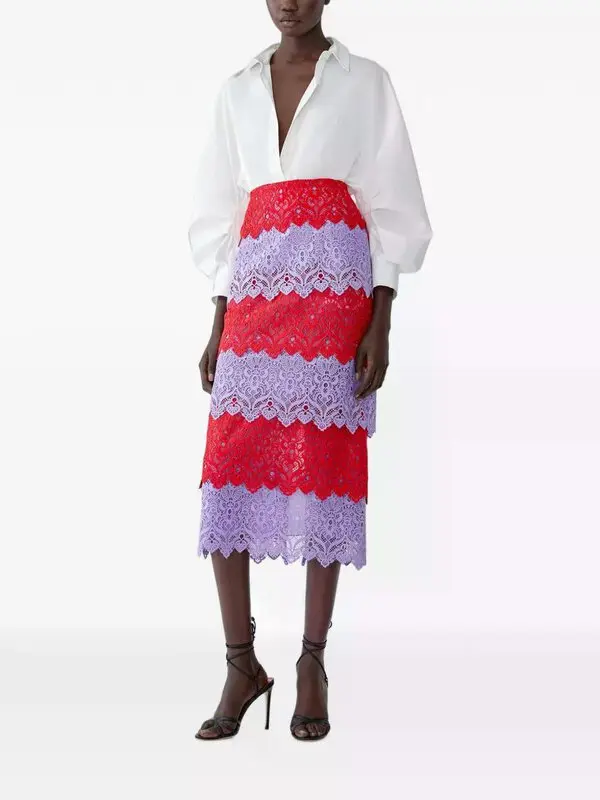 Carolina Herrera Lace-trim Midi Pencil Skirt