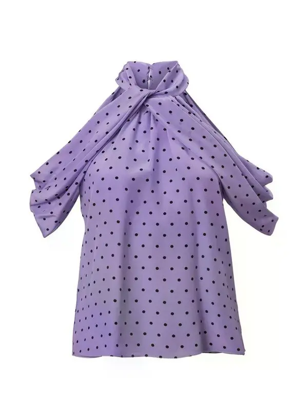 Carolina Herrera Polka-dot Halterneck Blouse - Purple