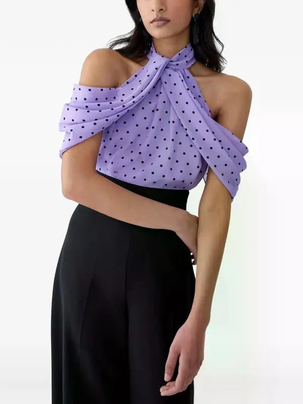 Carolina Herrera Polka-dot Halterneck Blouse