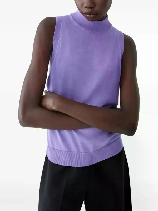 Carolina Herrera Sleeveless Mock Neck Knit Top