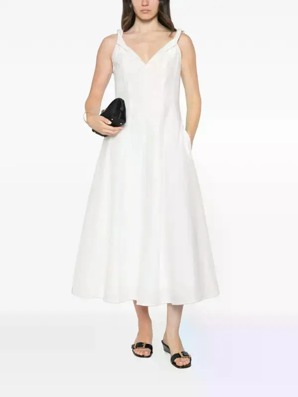 RÓHE Twisted Shoulder V-neck Sleeveless Dress