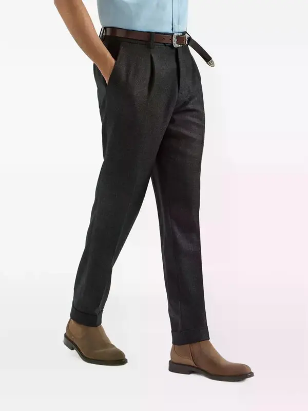 Brunello Cucinelli Virgin Wool Mouliné Twill Trousers With Pleat