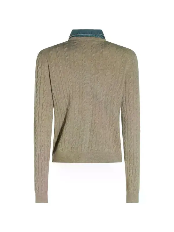 Miu Miu Cable-knit Layered-collar Cardigan